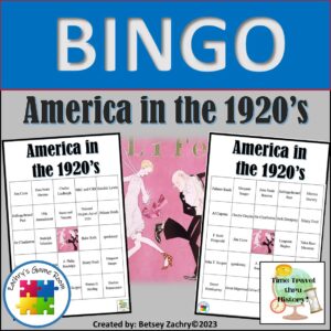 "Roaring Twenties" America in the 1920's BINGO Review Game Activity ...