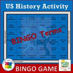 "Roaring Twenties" America in the 1920's BINGO Review Game Activity ...
