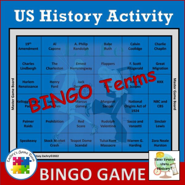 "Roaring Twenties" America in the 1920's BINGO Review Game Activity ...