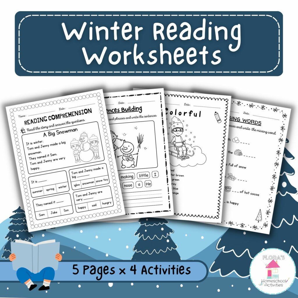 Winter Reading Comprehension | 20 Reading Worksheets for HS, K & 1st ...
