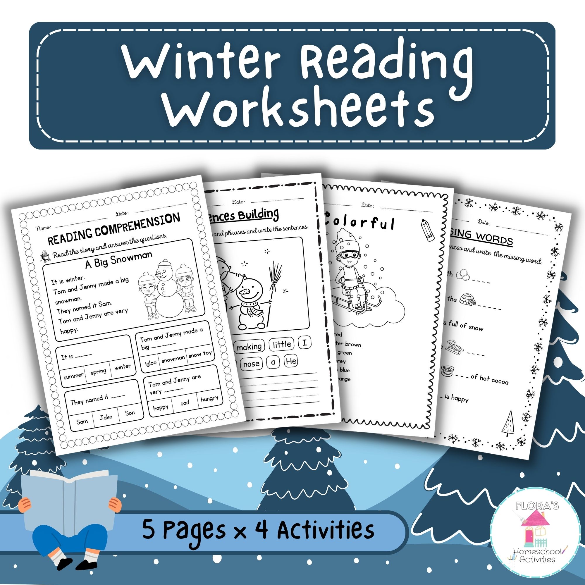 Winter Reading Comprehension 20 Reading Worksheets For HS K 1st Winter Reading Comprehension 20 Reading Worksheets For HS K 1st