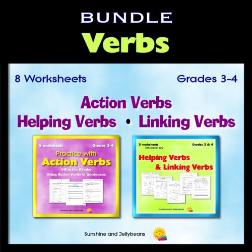 Verbs BUNDLE - Grade 3-4 - Action Verbs - Helping and Linking Verbs - 8 ...