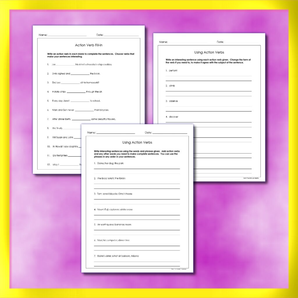 Verbs BUNDLE - Grade 3-4 - Action Verbs - Helping and Linking Verbs - 8 ...