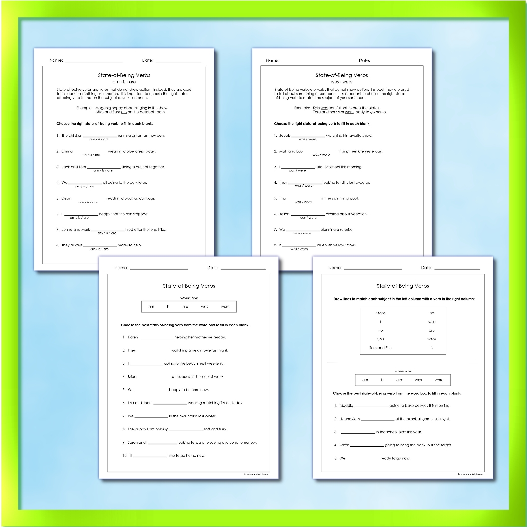 Verbs BUNDLE - Grade 1 - Action - State-of-Being - Tenses - Has-Have ...