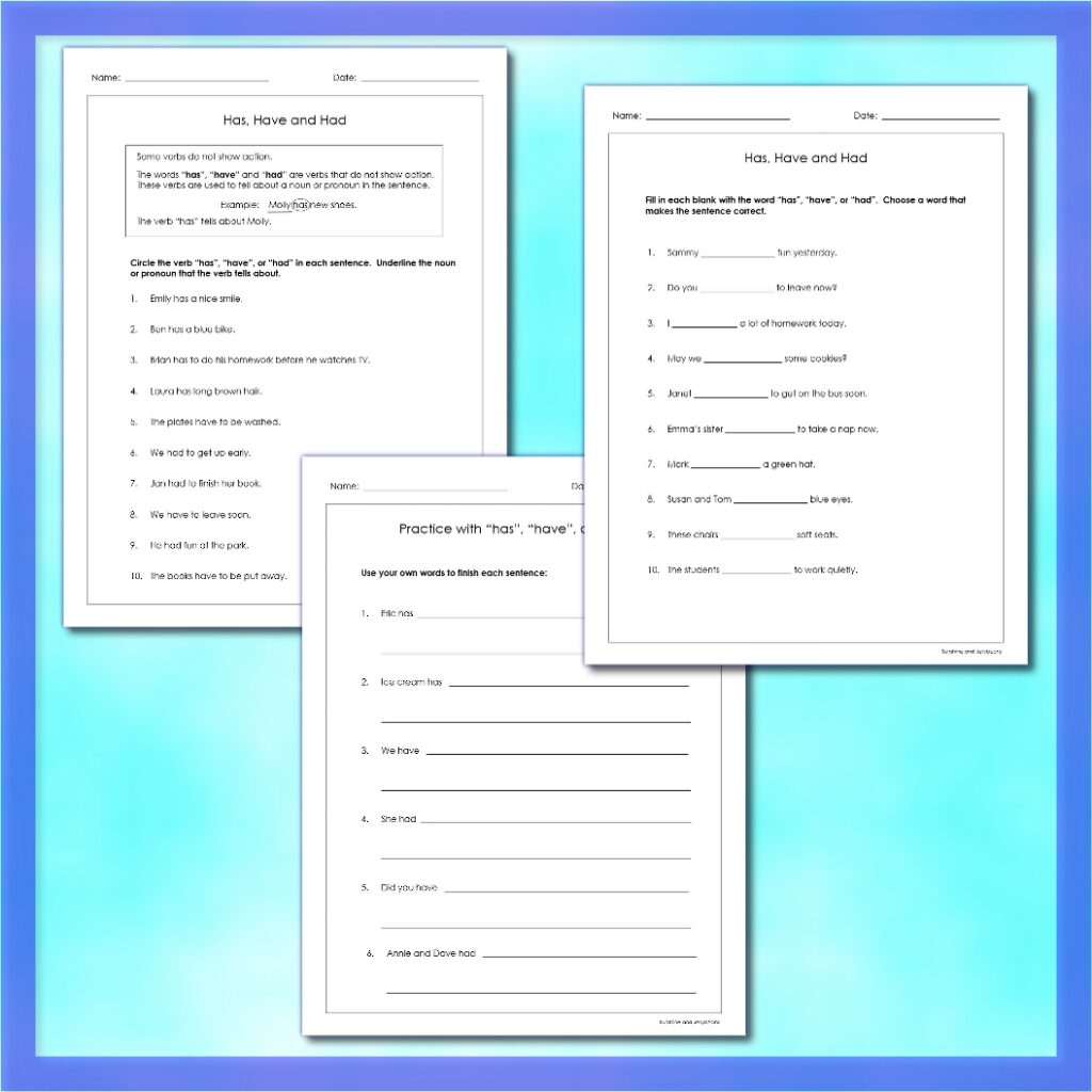 Verbs BUNDLE - Grade 1 - Action - State-of-Being - Tenses - Has-Have ...