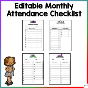 Editable Monthly Attendance and Assignment Checklist Bundle | Made By ...