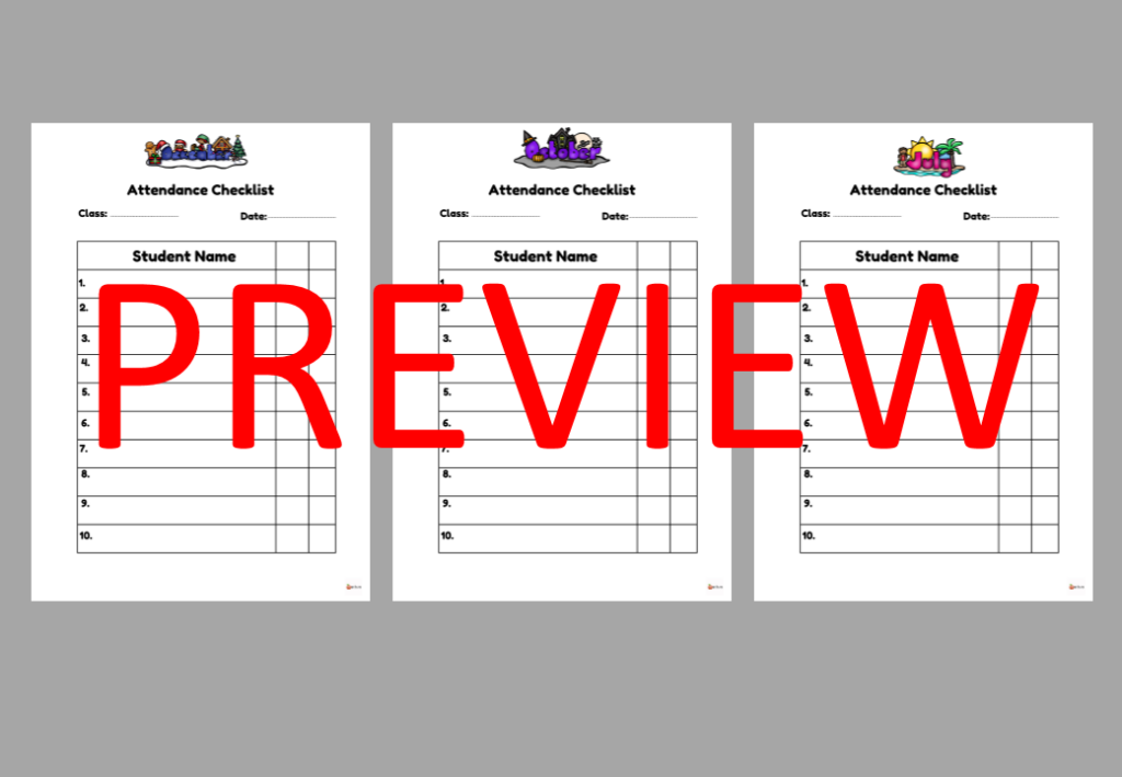 Editable Student Monthly Attendance Checklist | Made By Teachers
