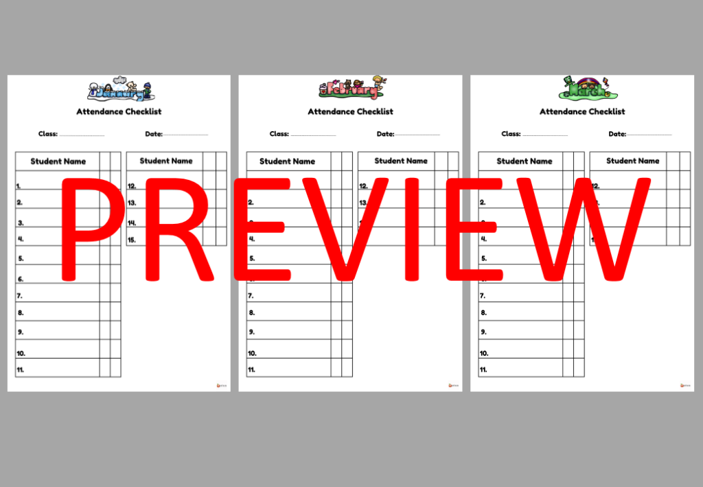 Editable Student Monthly Attendance Checklist | Made By Teachers
