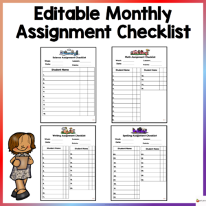 Editable Monthly Attendance and Assignment Checklist Bundle | Made By ...