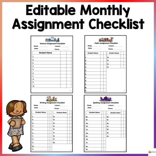 Editable Monthly Attendance, Assignment Checklists and Forms Bundle ...