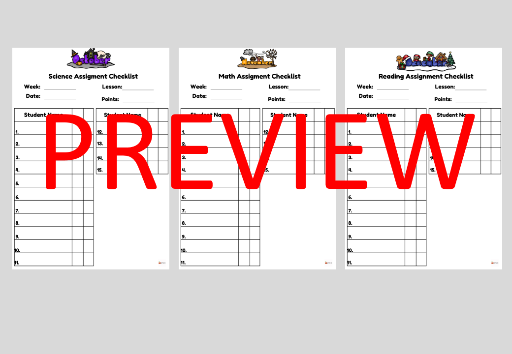 Editable Monthly Assignment Checklist | Made By Teachers