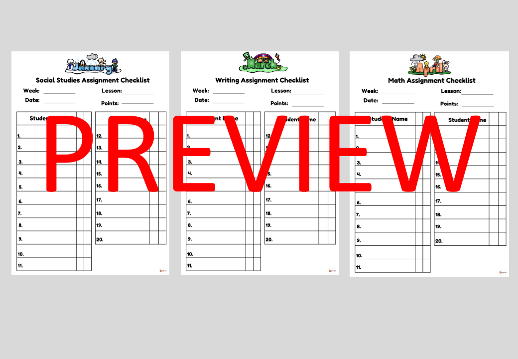 Editable Monthly Assignment Checklist | Made By Teachers