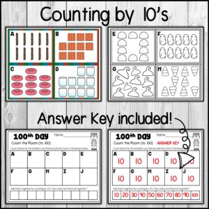 100th Day of School Count the Room Center | 100th Day Math Counting ...