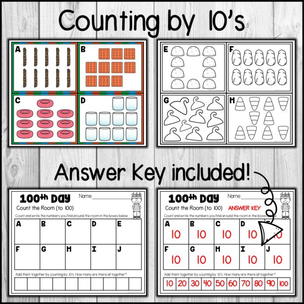 100th Day of School Count the Room Center | 100th Day Math Counting ...
