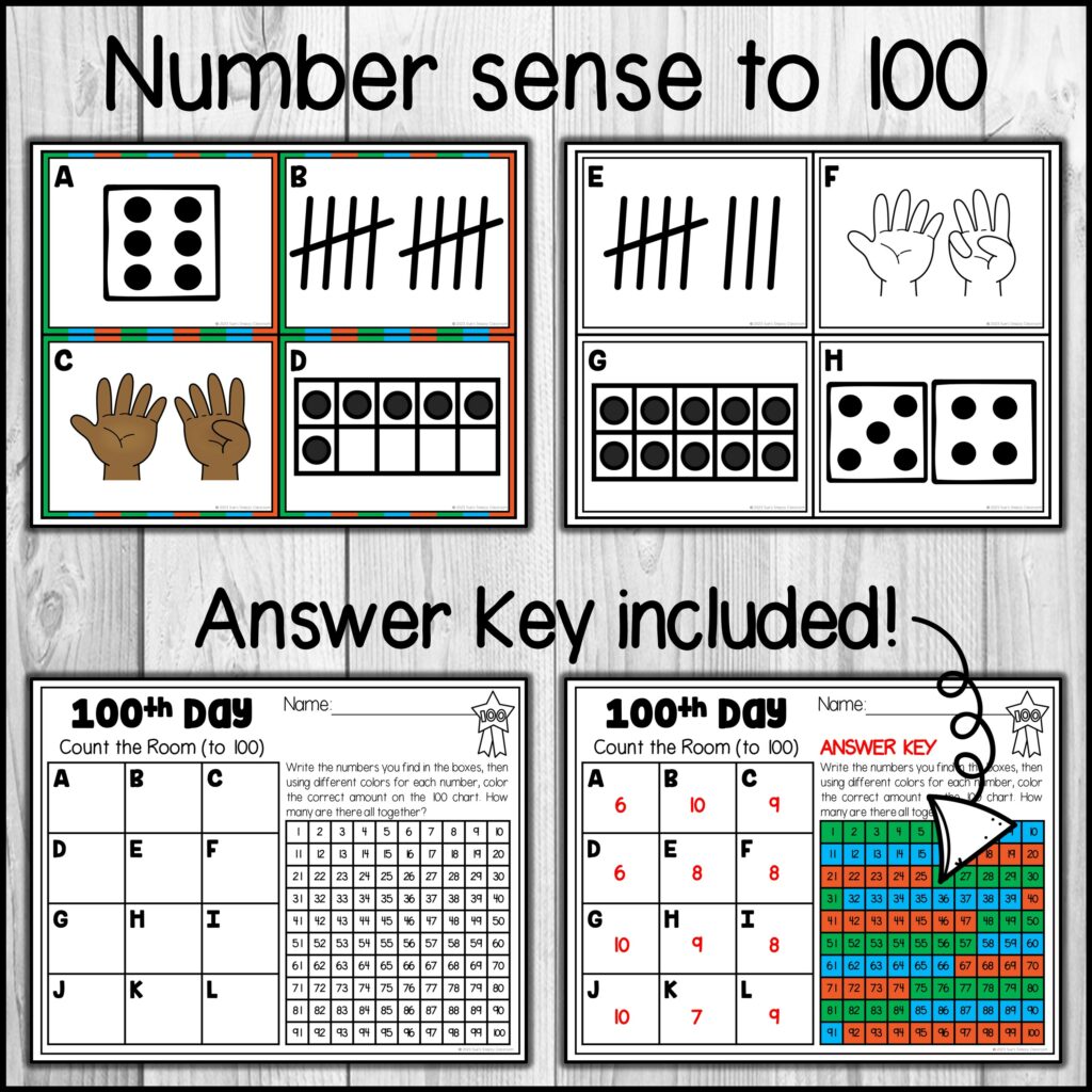 100th Day of School Count the Room Center | 100th Day Math Counting ...