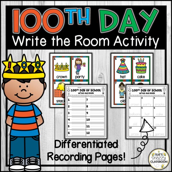 100th Day of School Write the Room Center | 100th Day Literacy Writing ...