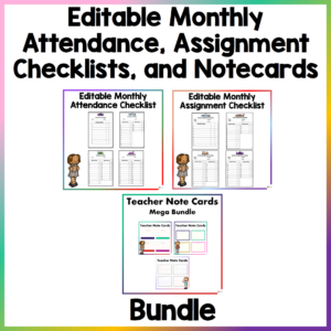 Editable Monthly Attendance, Assignment Checklists and Notecards | Made ...