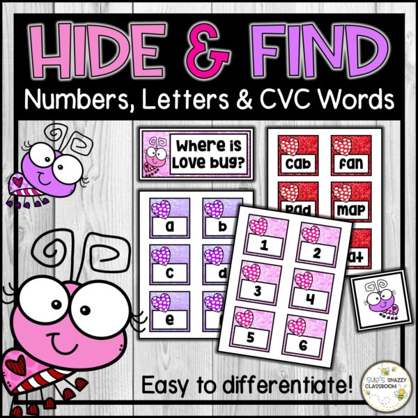 Where is Love Bug? Hide & Find Pocket Chart Game - Numbers, Letters ...