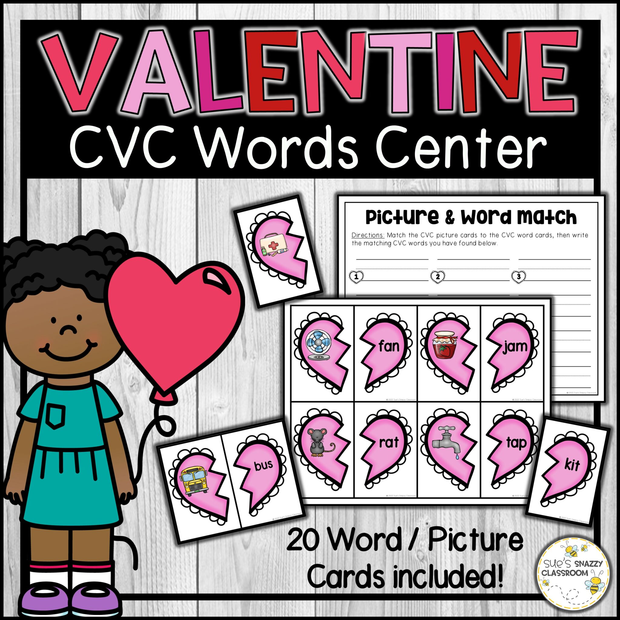 Valentine's Day CVC Words Activity - Beginning and Ending Sounds ...