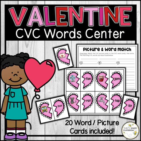 Valentine's Day CVC Words Activity - Beginning and Ending Sounds ...