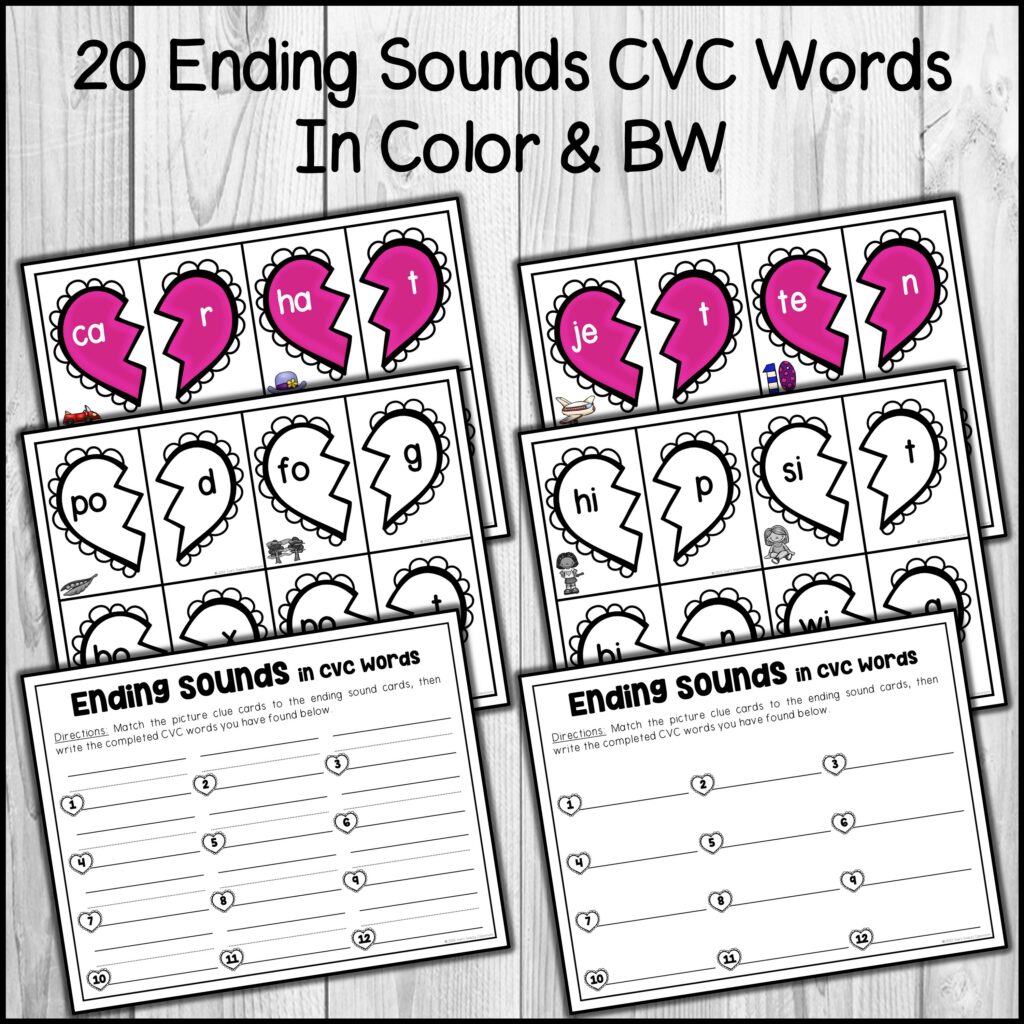 Valentine's Day CVC Words Activity - Beginning and Ending Sounds ...