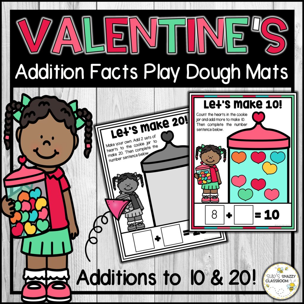 Let's Make 10 & 20 | Valentine's Play Dough Mats Addition Activity ...