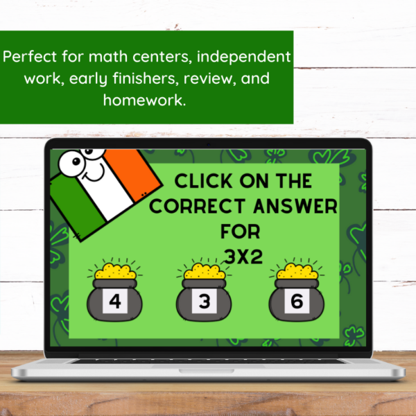 St. Paddy's Day Multiplication Drills 1-3 Boom Cards 3rd Grade Math ...