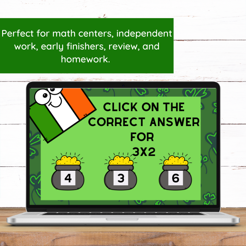 St. Paddy's Day Multiplication Drills 1-3 Boom Cards 3rd Grade Math ...