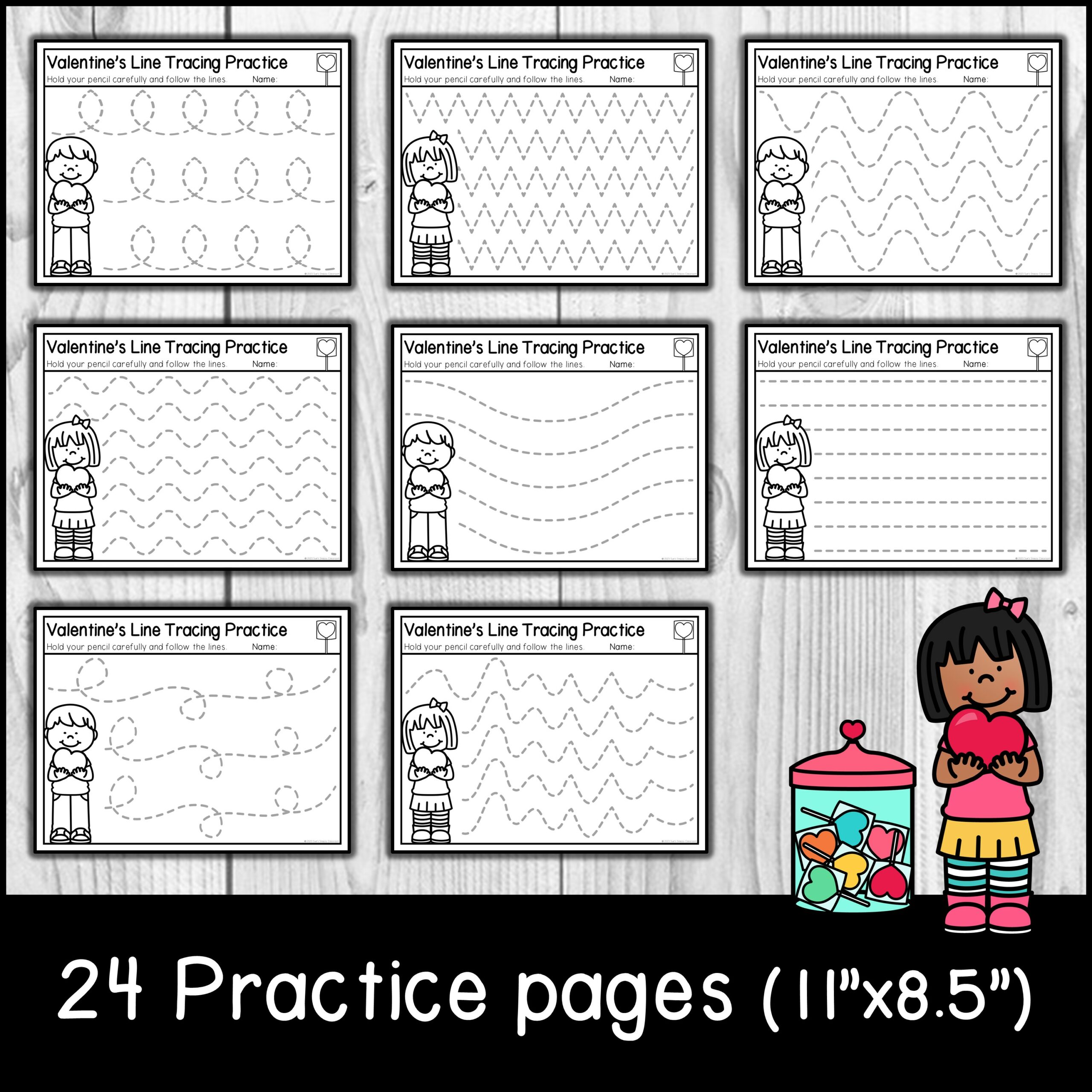 Valentine's Day Pre-Writing Line Tracing Practice | Fine Motor Skills ...