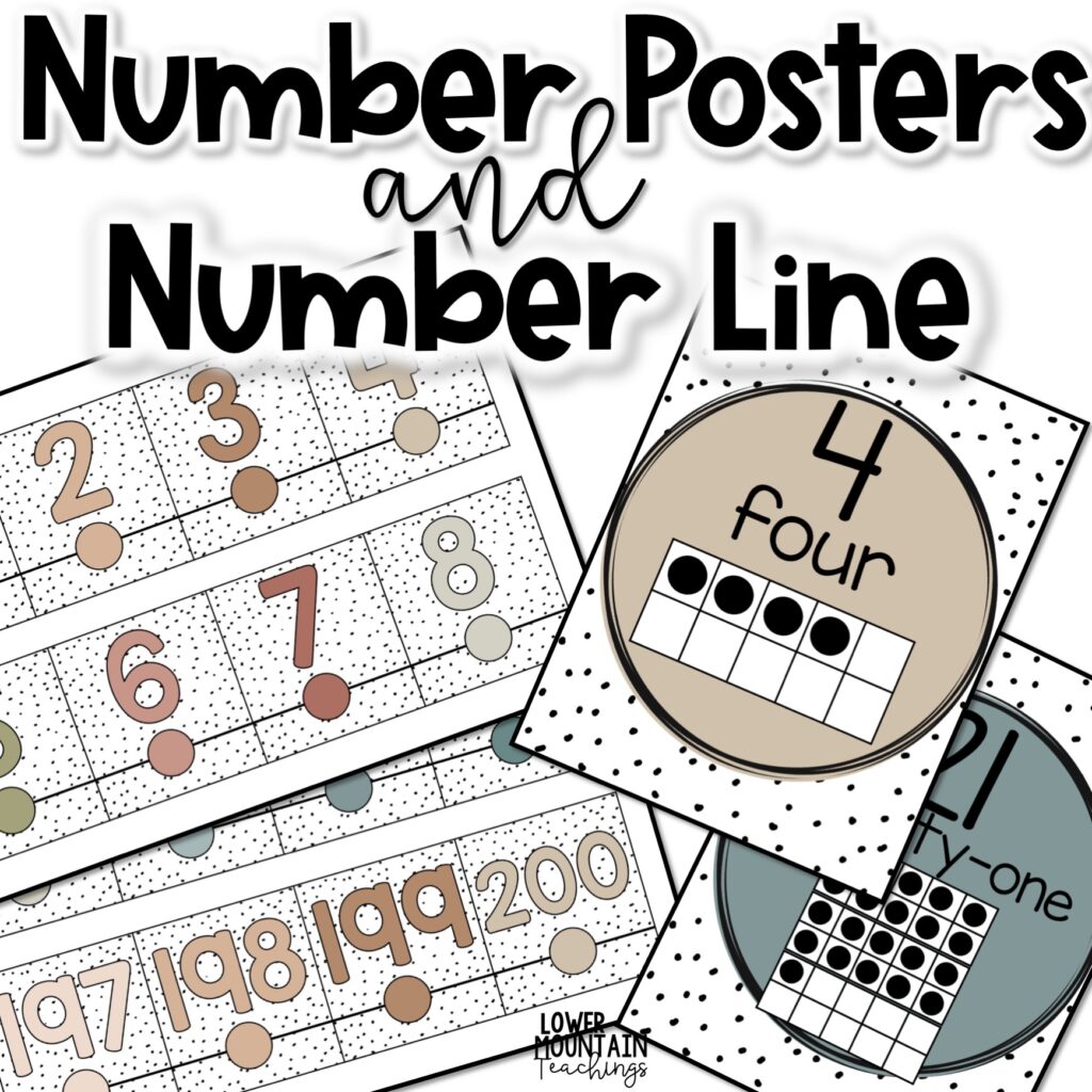 Number Line and Number Posters Boho Colors | Made By Teachers