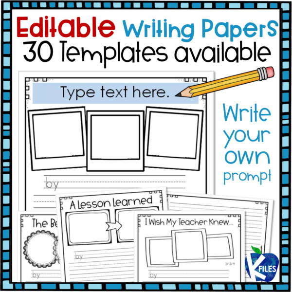 Writing PaperTemplates with Editable Writing Prompts / Titles | Made By ...