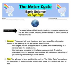 Water Cycle One Pager Project Middle School Earth Science Activity NGSS ...