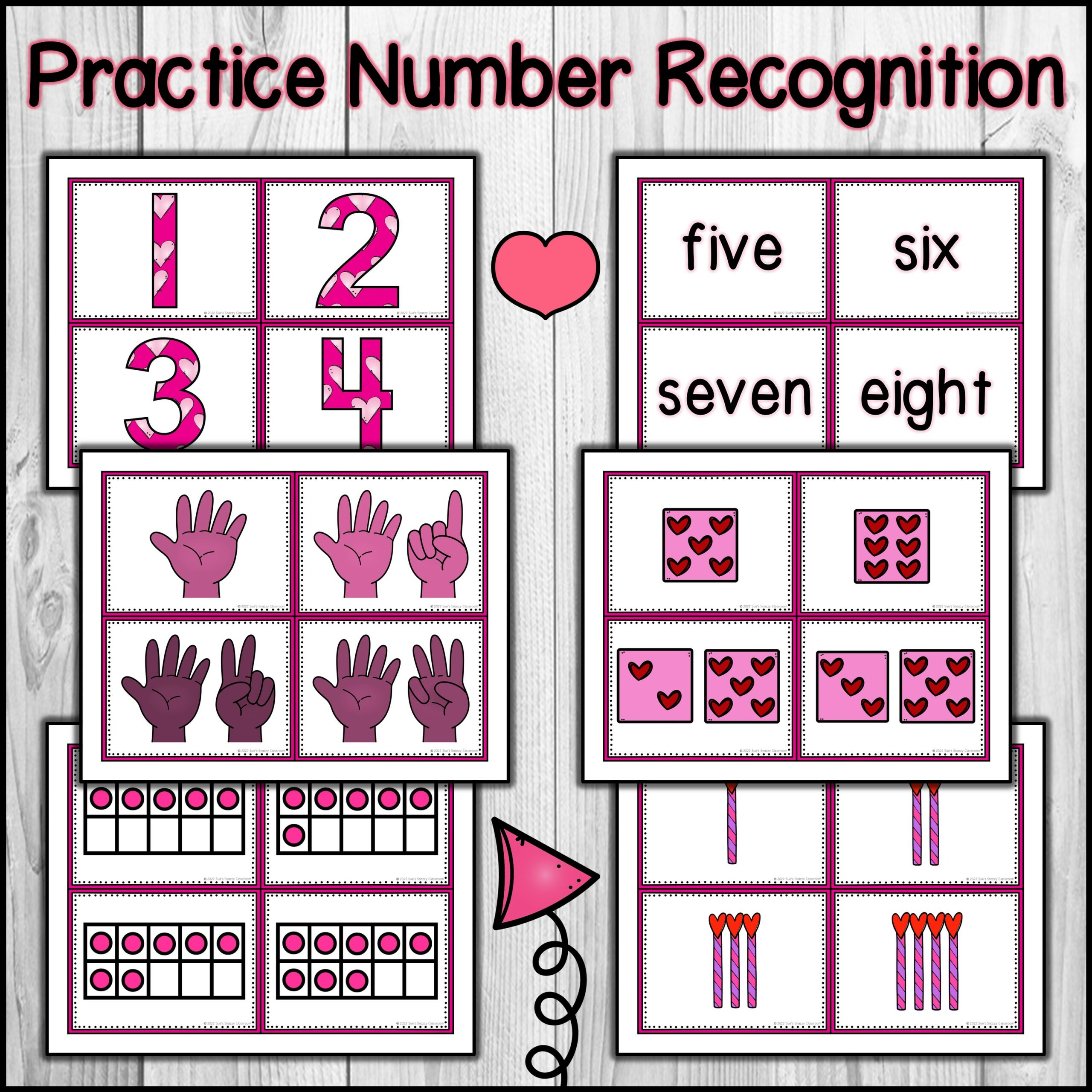Valentine's Day Themed Subitizing Cards to 10 - Number Sense Practice ...