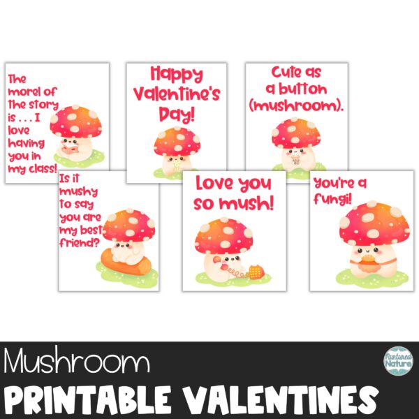 Mushroom Printable Valentines for Students - Woodland Toadstools | Made ...
