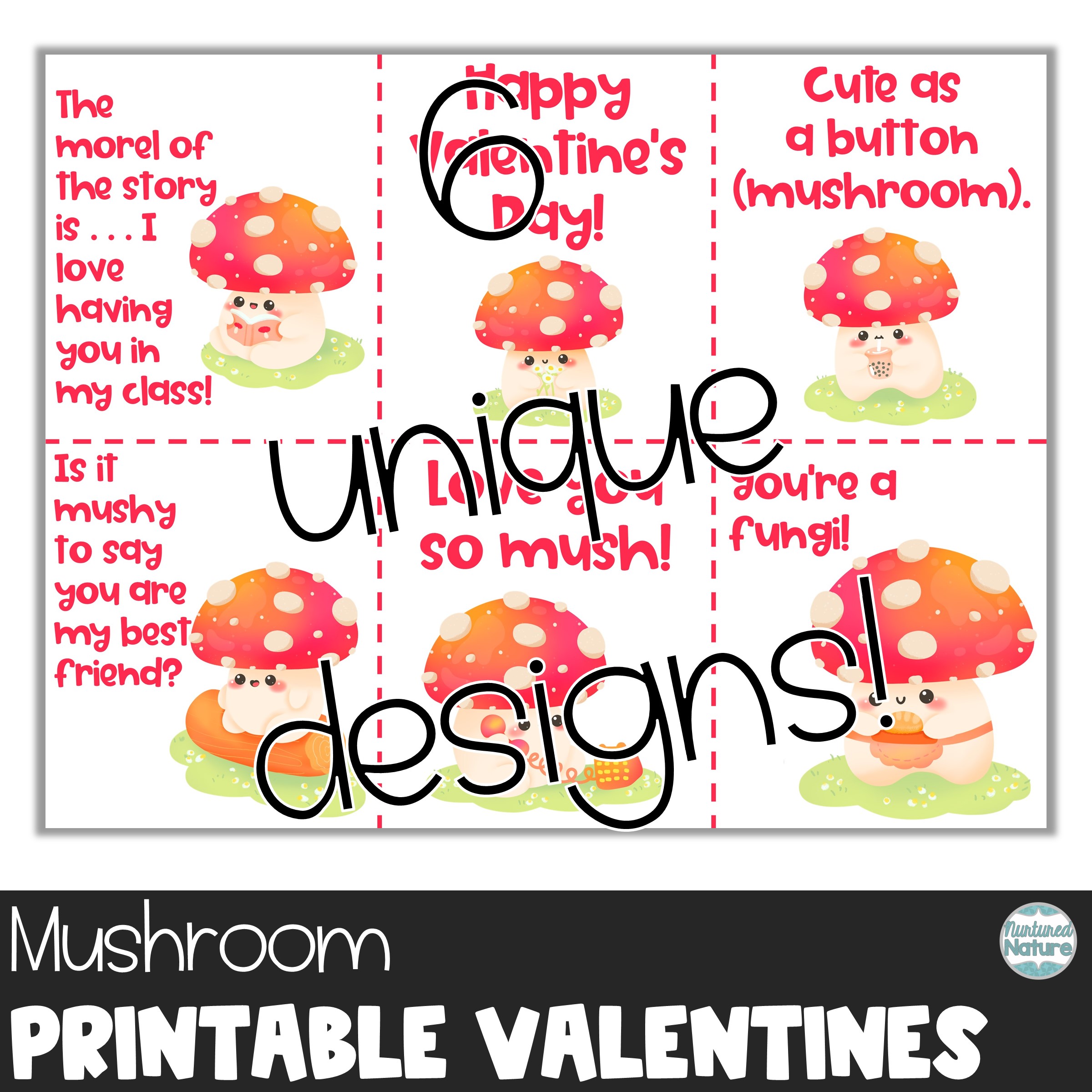 Mushroom Printable Valentines for Students - Woodland Toadstools | Made ...