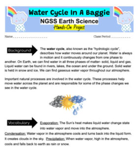 FUN Water Cycle in a Bag Project Middle School Earth Science Model STEM ...
