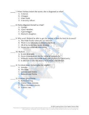 The Merchant of Venice Quiz and Answer Key Bundle | Made By Teachers