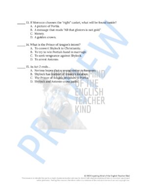 The Merchant of Venice Quiz and Answer Key Bundle | Made By Teachers