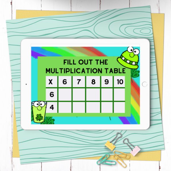 St. Paddy's Day Multiplication Drills 4-6 Boom Cards 3rd grade math ...