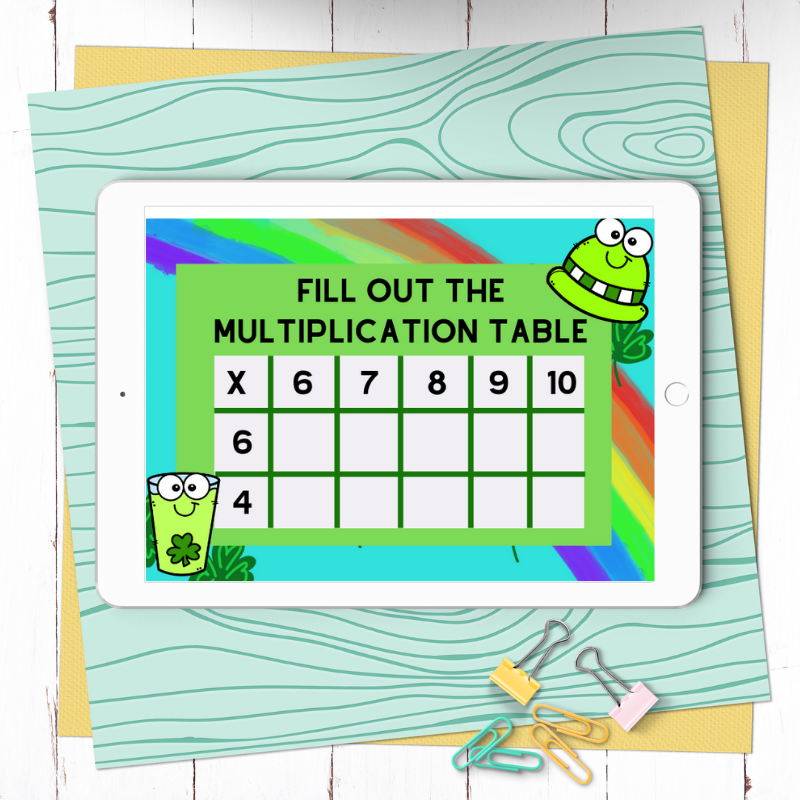 St. Paddy's Day Multiplication Drills 4-6 Boom Cards 3rd grade math ...