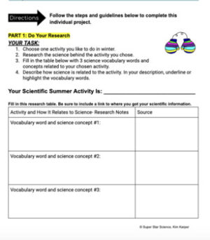 The Science of Winter Research & Creativity Project Middle School NGSS ...