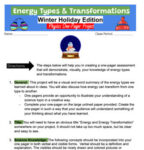 Winter Science Energy Types One Pager Project Middle School Activity ...