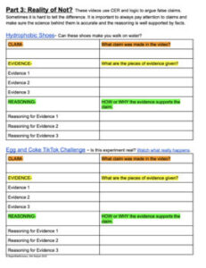 FUNNY CER Activity Commercial Claim, Evidence & Reasoning Analysis #2 ...