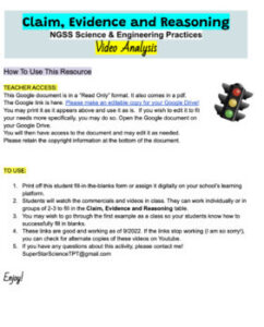 FUNNY CER Activity Commercial Claim, Evidence & Reasoning Analysis #2 ...