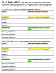 FUNNY CER Activity Commercial Claim, Evidence & Reasoning Analysis STEM ...