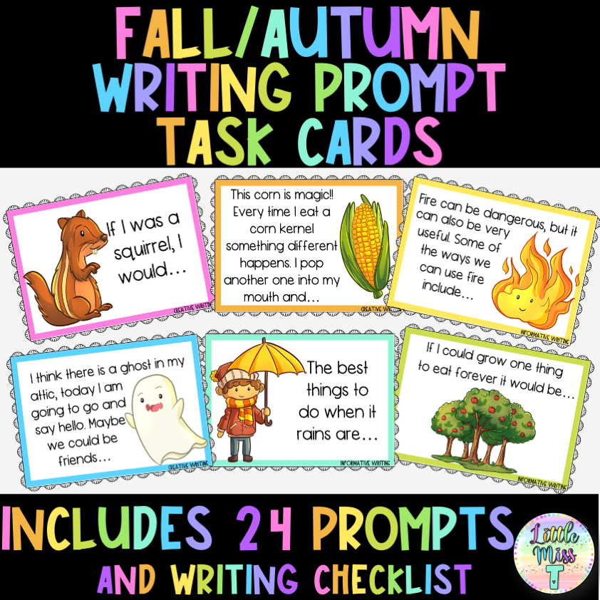 Fall Writing Prompt Task Cards Creative Persuasive Informative | Made ...