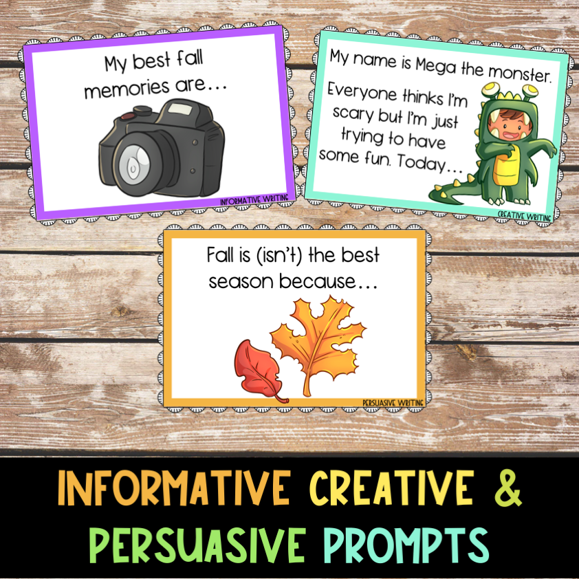 Fall Writing Prompt Task Cards Creative Persuasive Informative | Made ...