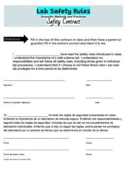 Middle School STEM Lab Safety Rules Guided Notes & Student Contract ...