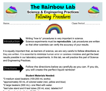 STEM Hands-On Activity The Rainbow Procedures Lab FUN & Visual NGSS ...