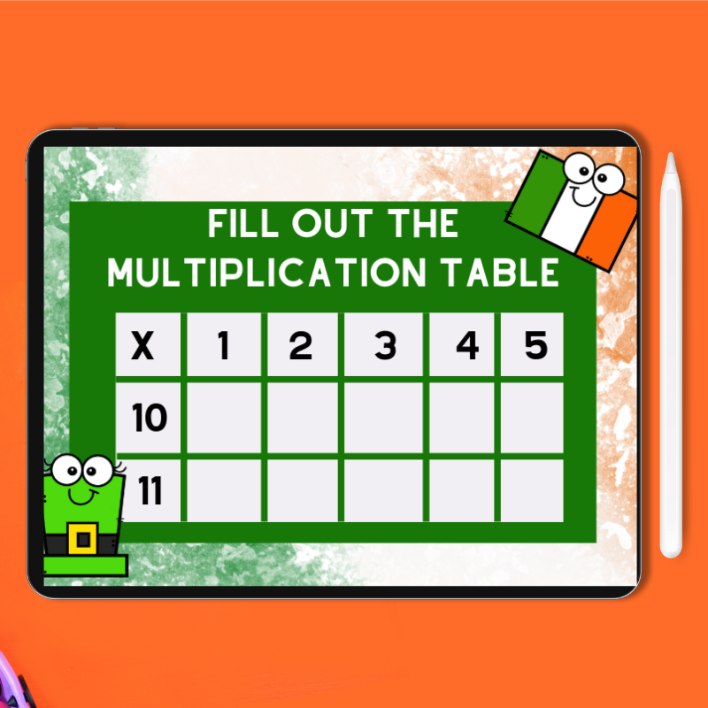 St. Paddy's Day Multiplication Drills 10-12 Boom Cards 3rd grade math ...